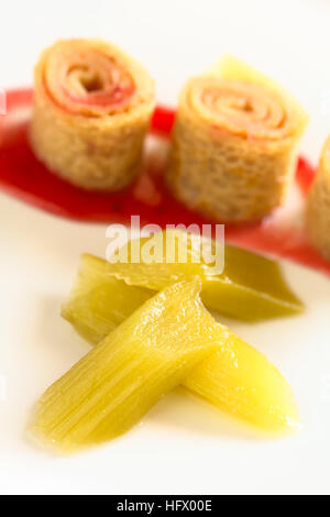 Crepe rolls filled with jam Stock Photo - Alamy