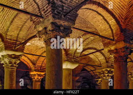 Columns and architectural vaults of the Basilica Cistern. Byzantine ...