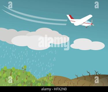 Artificial rain, Rainmaking, Cloud seeding,vector design Stock Vector ...