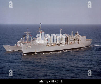A bow view of the replenishment oiler USS KALAMAZOO (AOR-6) conducting ...