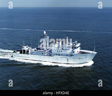 An aerial starboard bow view of the Stalwart class ocean surveillance ...