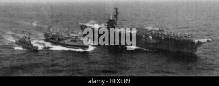 USS Aucilla (AO-56) refueling Forrestal (CVA-59) and Newman K. Perry ...