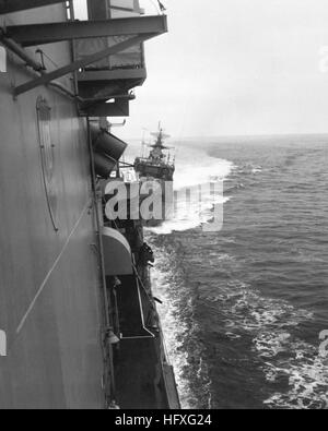 A Soviet Mirka II class light frigate (FFL-824) moves away from the ...