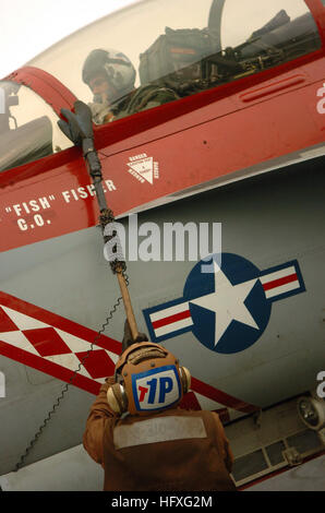 A plane captain from Strike Fighter Squadron 102, the Diamondbacks ...