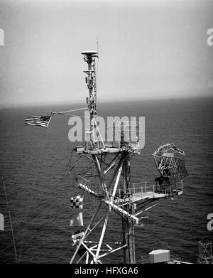 A close-up view of the SPS-10 surface search radar, left, and the ...