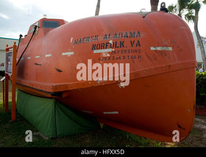 The merchant ship Maersk Alabama lifeboat on display in Fort Pierce ...