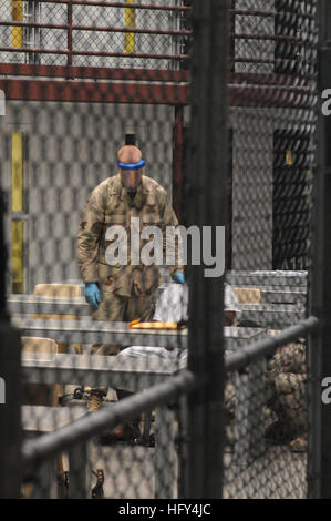 A Sailor from the Navy Expeditionary Guard Battalion monitors a cell ...
