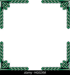 Celtic vector braided green frame design, Irish traditional square ...