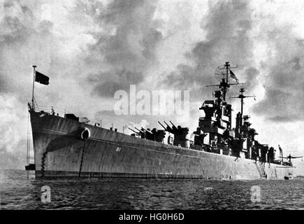 USS Oklahoma City (CL-91), a Cleveland-class light cruiser, operates at ...
