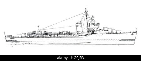 USS Russell (DD-414) line drawing 1943 Stock Photo - Alamy