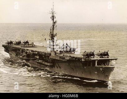 The USS Palau (CVE-122), an escort carrier, is anchored with F4U ...