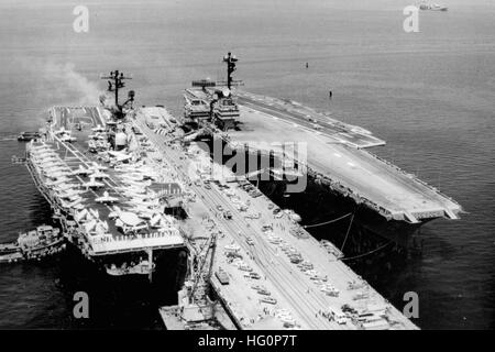 USS Forrestal (CVA-59), a fixed-wing aircraft carrier, is underway in ...