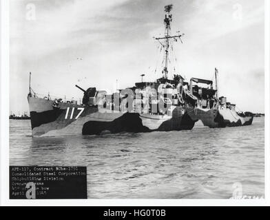 USS Joseph M. Auman (APD-117) off Orange, Texas (USA), on 30 April 1945 ...