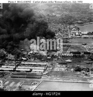 Valley Forge strike Wonsan Oil Refinery Stock Photo - Alamy