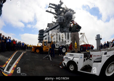 Capt. Chris Bolt, commanding officer of the aircraft carrier USS Ronald ...