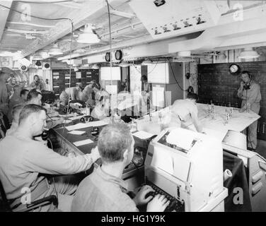 USS Ancon (AGC-4) Joint Operations Room in July 1943 Stock Photo - Alamy