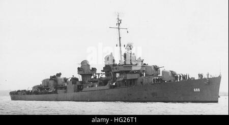 USS Remey (DD-688) underway at sea, probably in late 1951 or early 1952 ...
