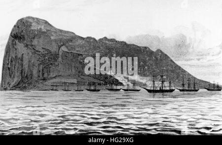 USS Tuscarora, USS Kearsarge and CSS Sumter at Gibraltar in 1862 Stock ...