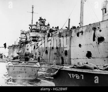 USS Mindanao (ARG-3) damaged by explosion of USS Mount Hood (AE-11) in ...