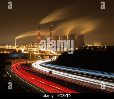 FERRYBRIDGE POWER STATION AND M62 A1 MOTORWAY JUNCTION YORKSHIRE ...
