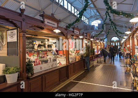 Finland Helsinki Old Market Hall shop selling traditional food reindeer ...