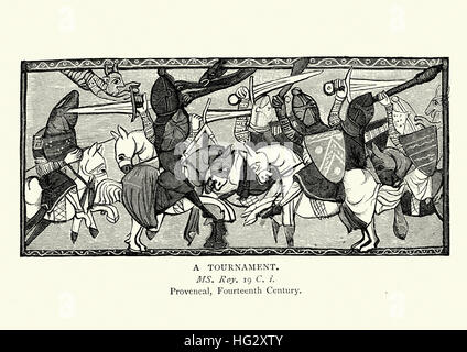 middle ages, knights, tournament, woodcut of "Triumphal procession ...