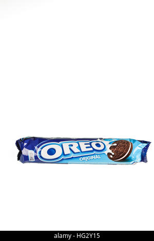 A packet of Oreo original cookie biscuits on a white background Stock ...