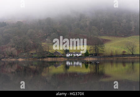 Looking across Rydal Water to Nab Scar from Loughrigg Terrace in summer ...