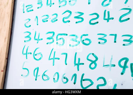 Teaching Writing number on children's board Stock Photo - Alamy