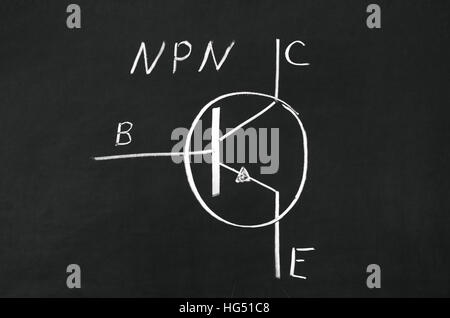 NPN type transistor marking sign drawed on the blackboard Stock Photo ...