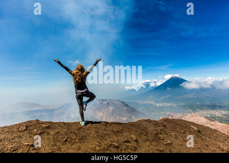 On the summit of the active Pacaya Volcano, Guatemala, Central America ...