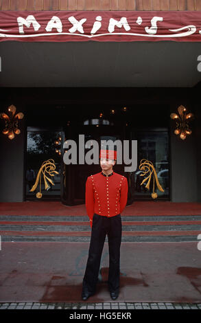 Chinese doorman in front of newly opened French restaurant Maxim's ...