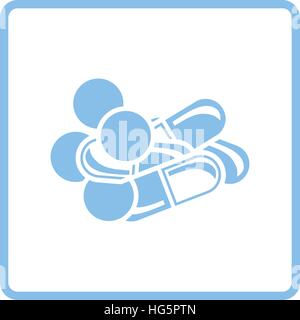Pill and tabs icon. Blue frame design. Vector illustration Stock Vector ...