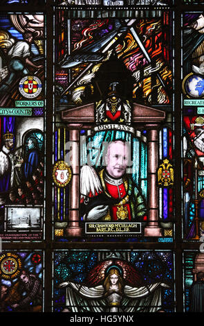 Sir Crawford McCullagh stained glass window at Belfast City Hall Stock ...