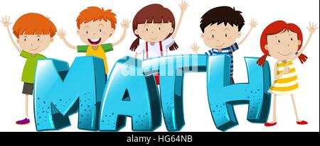 Font design for word math with happy kids illustration Stock Vector ...