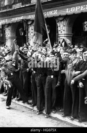 The Nazi propaganda picture shows fascist teenagers in Spain during a ...