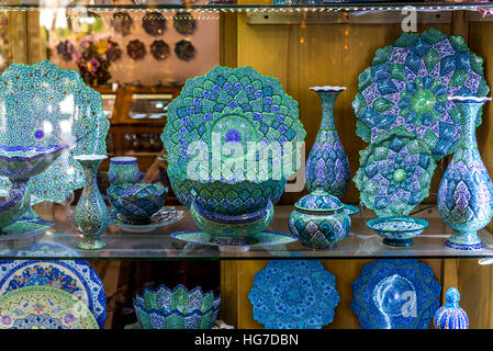 Persian handicrafts for sale on Great Bazaar in Isfahan city, Iran ...