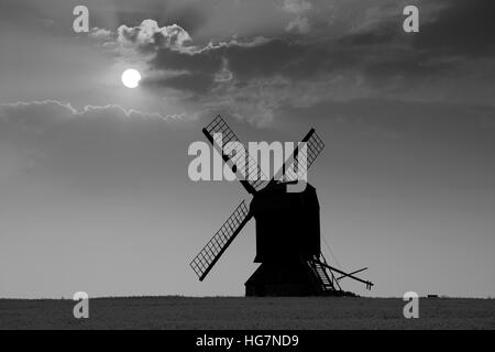 Sunset view of Stevington Windmill; Stevington village; Bedfordshire ...