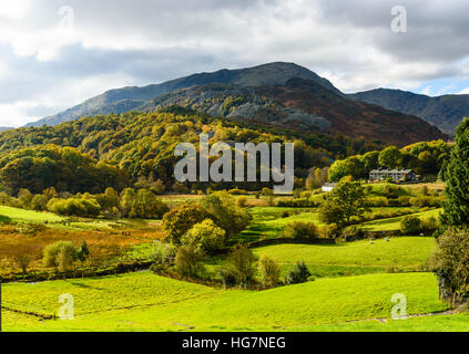 Wetherlam and Great Carrs from Little Loughrigg, in Winter. Lake ...
