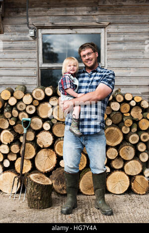 Father Kid Leisure Firewood Trunk Concept Stock Photo - Alamy