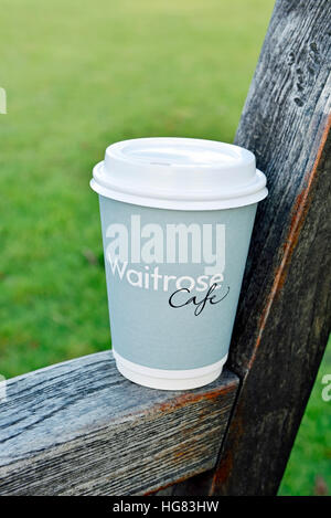 Waitrose disposable take away coffee cup with reusable plastic cup on ...