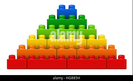 Pyramid from plastic building blocks, 3D rendering Stock Photo - Alamy