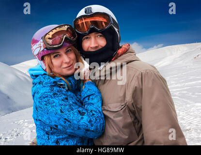 couple, love, snowboard, winter, extreme sport, snow background Stock ...