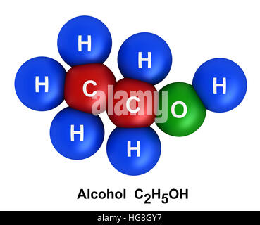 3d render of molecular structure of alcohol isolated over white ...