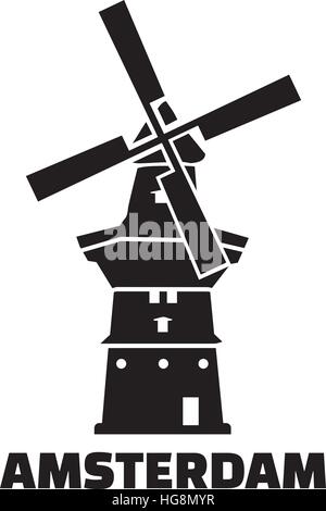 Netherlands, Amsterdam, De Gooyer travel landmark vector illustration ...