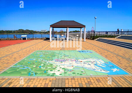 An Illustration map of Tokyo water supply Murayama Reservoir Lakeside ...