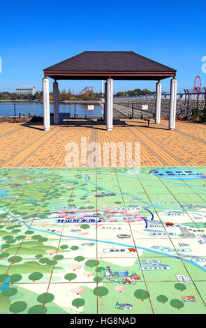 An Illustration map of Tokyo water supply Murayama Reservoir Lakeside ...