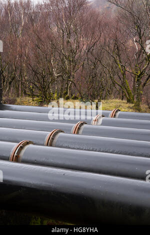 Giant pipes feeding the Aluminium factory at Kinlochleven, Lochaber ...