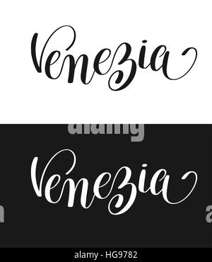 venezia calligraphy brush lettering text design element and carn Stock ...