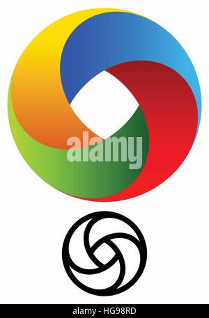 Colorful circular logo for technology concepts with contour version ...